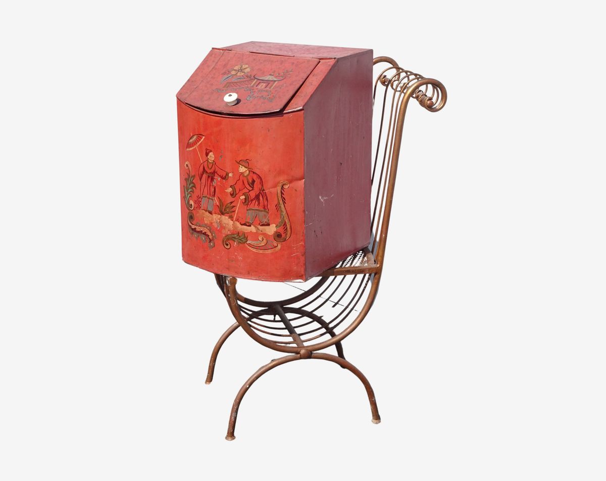Large Antique General Store Storage Coffee Bin Tin ~ Paint Oriental ...