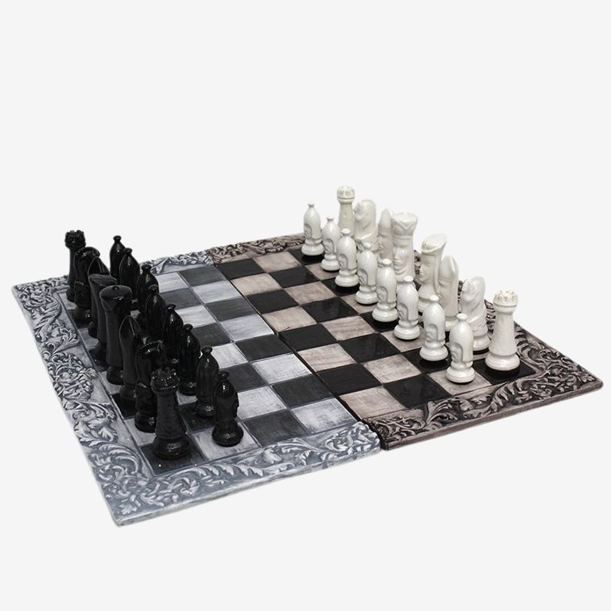 Raku Ceramic Chess Set with Board | Kashew