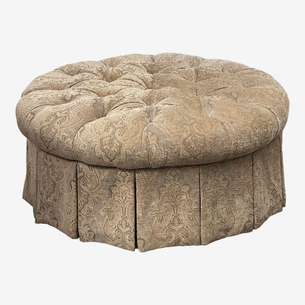 Stickley Furniture Round Tufted Ottoman + Casters | Stickley - $349 ...