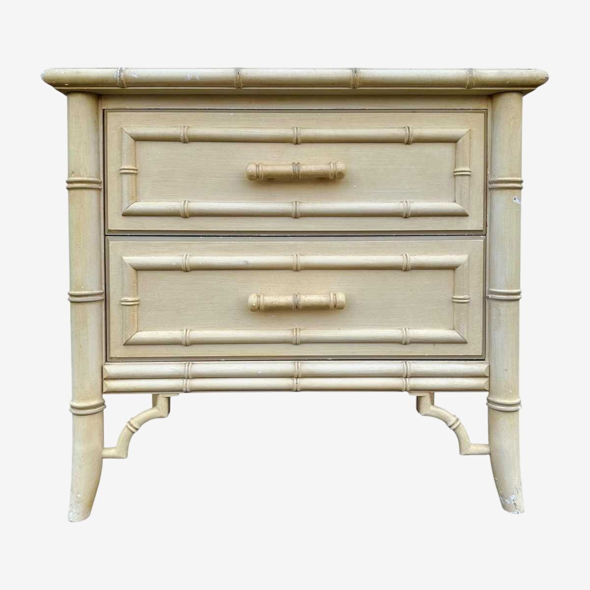 Faux Bamboo Nightstand by Dixie Aloha - Original Vintage Creamy White ...