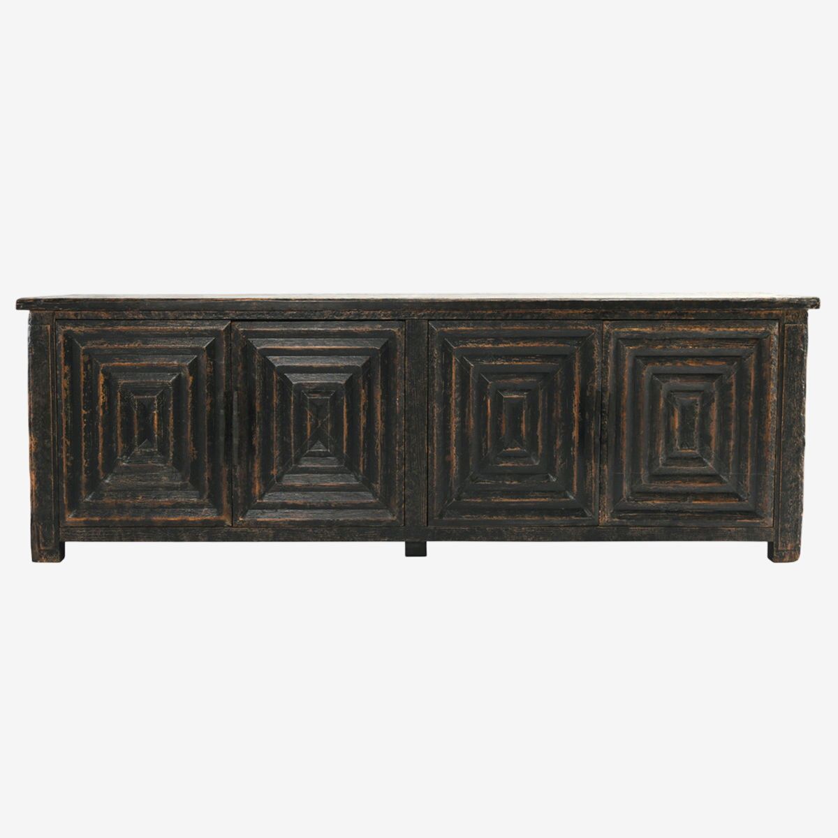 Distressed Black Square Pattern Sideboard - $5250 | Kashew | Kashew