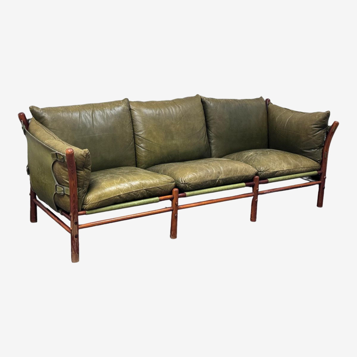 Arne Norell the Ilona Three Seater Olive Green Leather Sofa | Arne Norell - $3999 | Kashew | Kashew