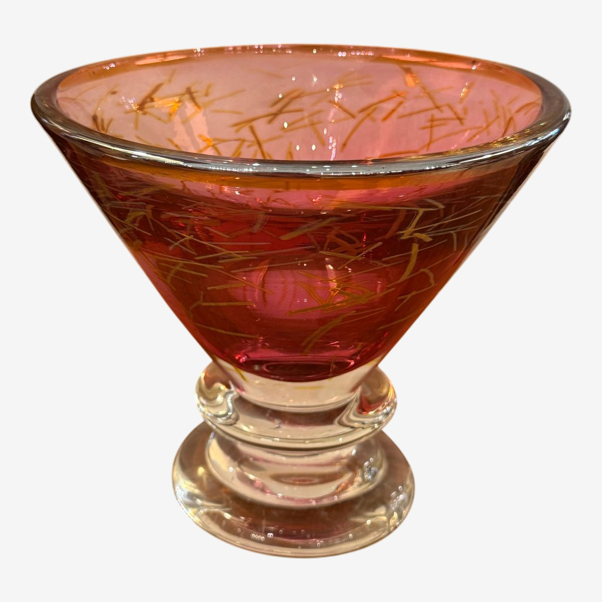 Hand Blown Rose + Gold Flecked Glass Vessel | Kashew