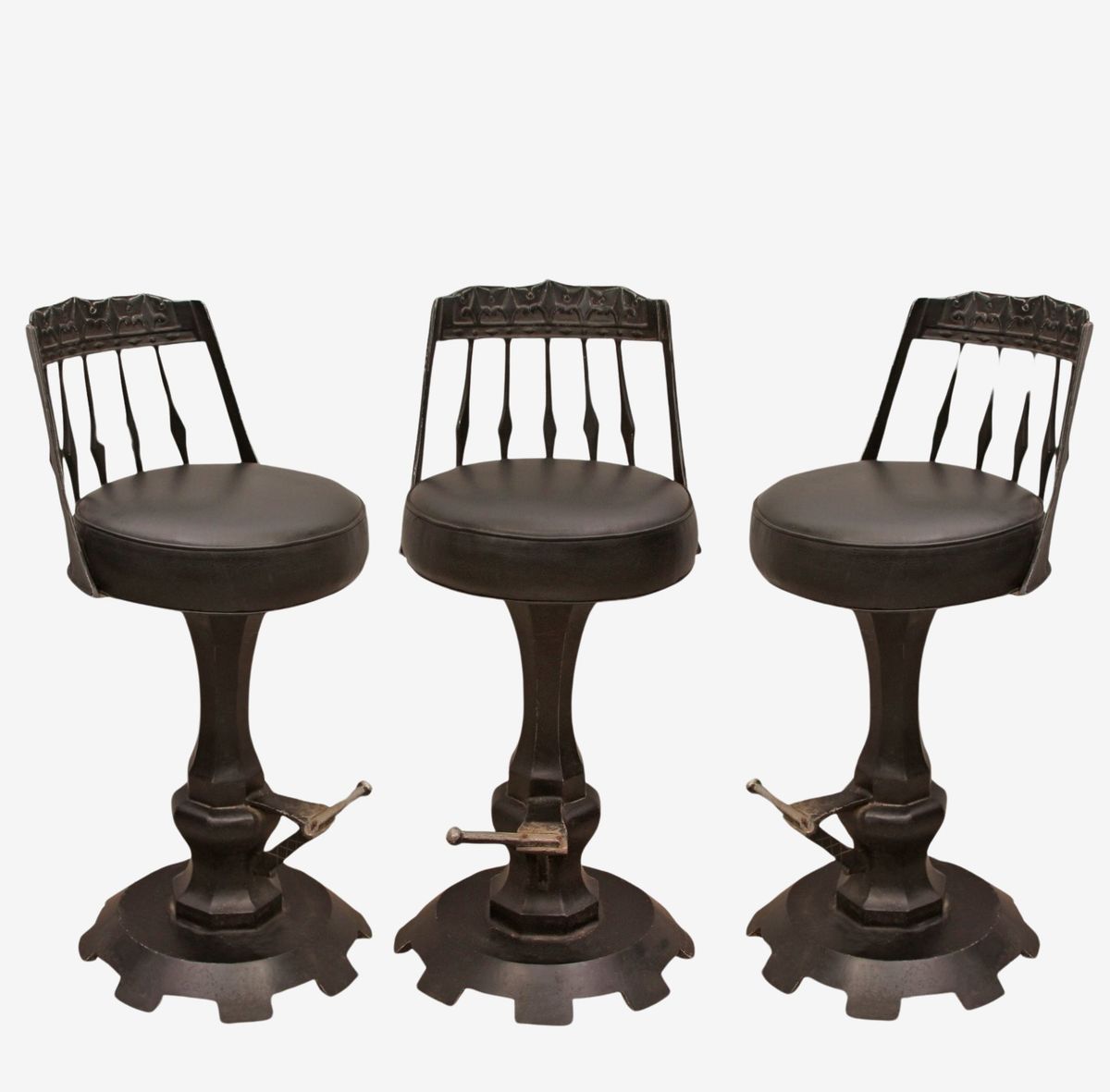 Set of 3 Kessler Vintage Cast Iron Aluminum Swivel Bar Stools (3xs ...