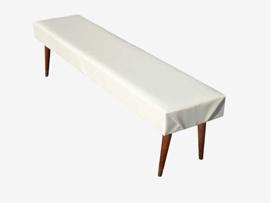 Vintage Mid Century Modern White Long Slim Bench | Kashew