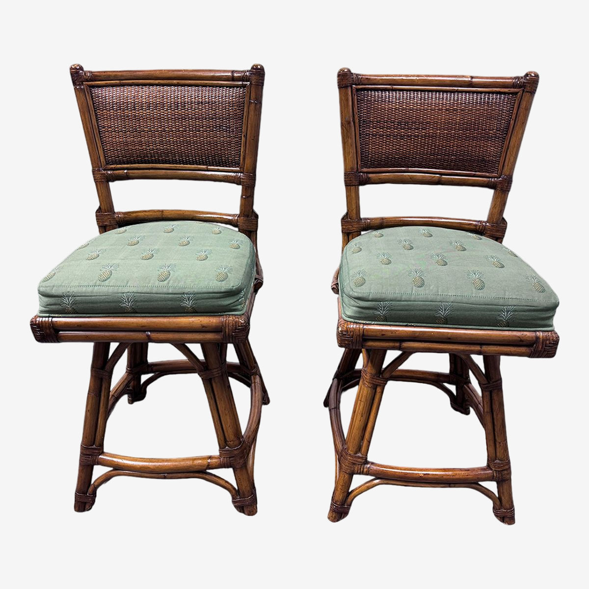 Palecek Cane/Bamboo Swivel Counter Stools, a Pair | Palecek - $599 ...