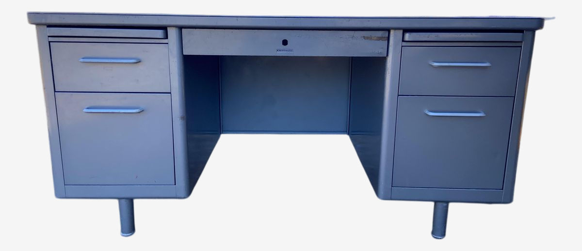 Steelcase Vintage Mid Century Modern Metal Tanker Desk | Steelcase ...
