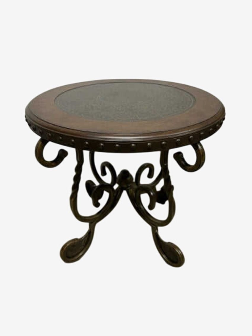Embossed Round Side Accent Table | Kashew