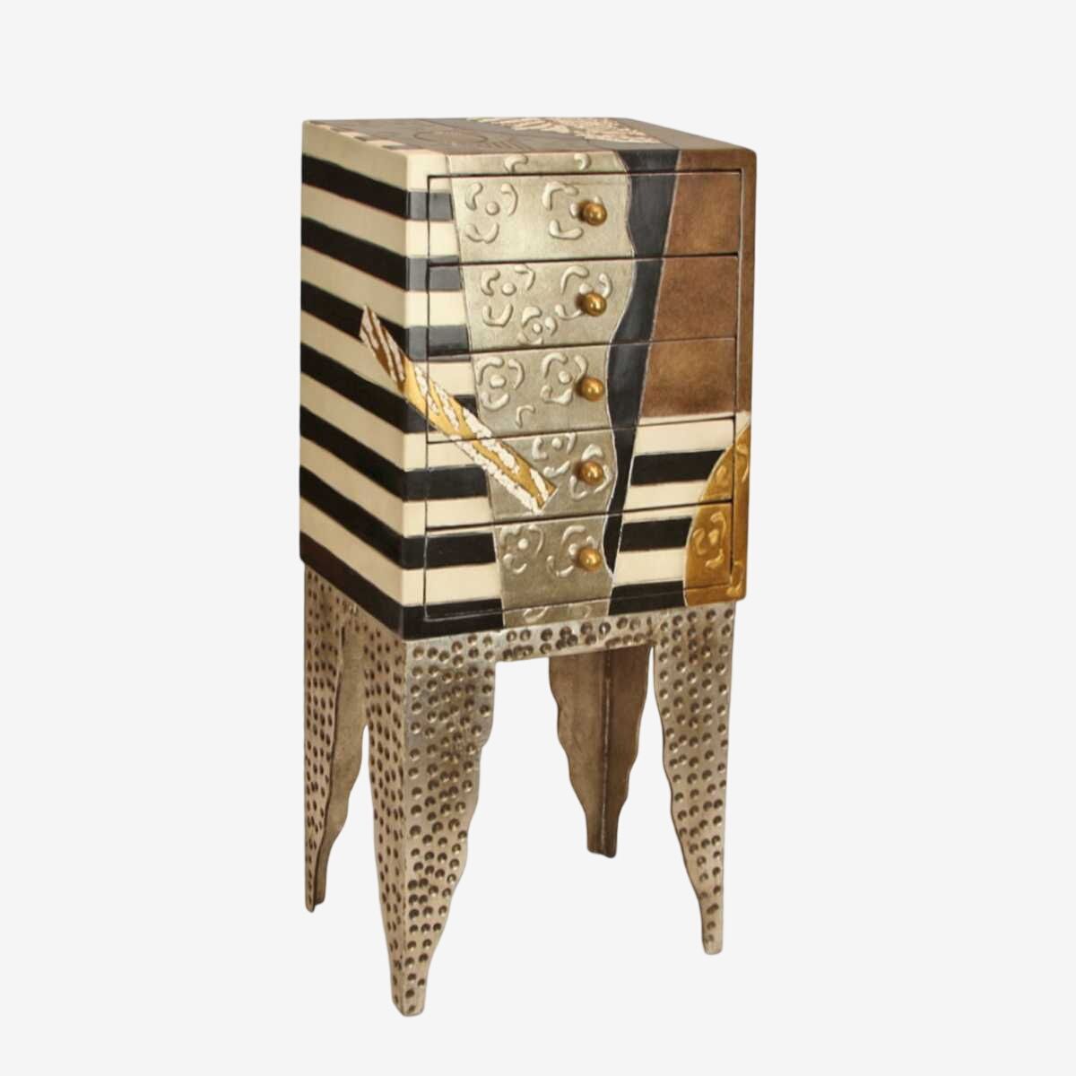 Vintage Lam Lee Memphis Style Silver and Gold Leaf Miniature Chest ...