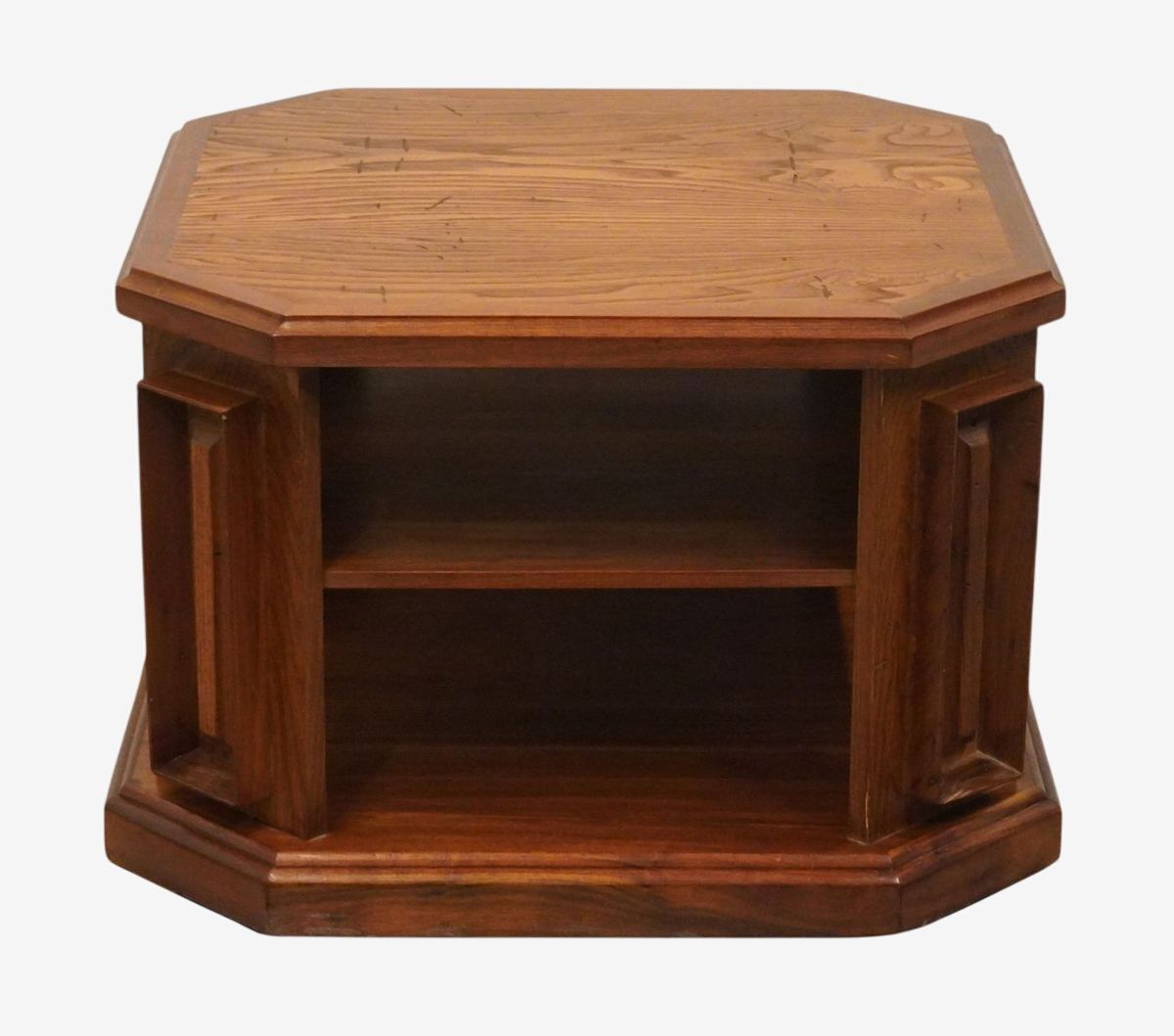 VINTAGE Rustic Shabby Chic Weathered Oak 28" Square Tiered Accent End ...