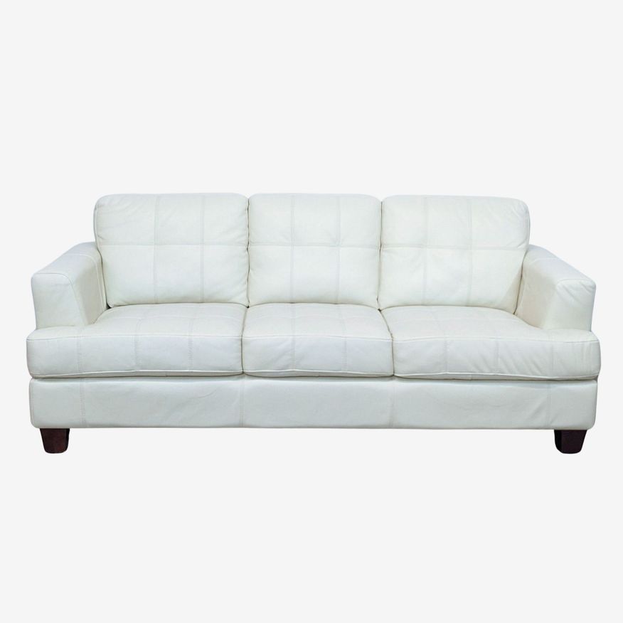 Ivory Leather Look Contemporary Sofa | Kashew