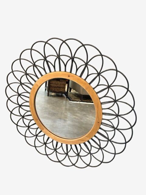 Metal and Wood Round Wall Mount Mirror - $63 | Kashew | Kashew