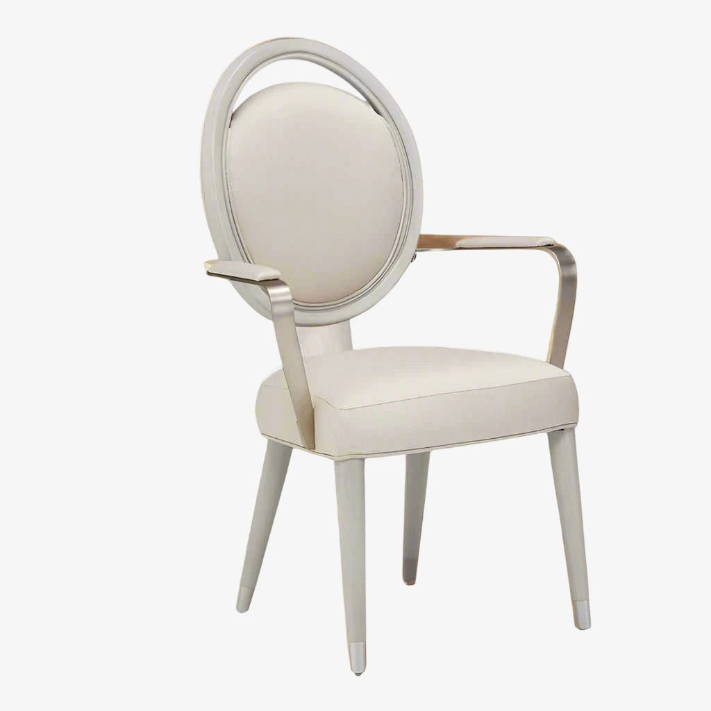 6 Michael Amini Eclipse Wood Gray Upholstered Side & Arm Dining Chairs FFE258-518 | Kashew