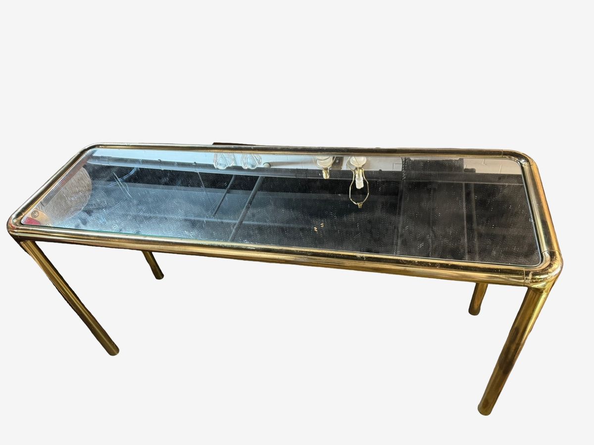 Mid Century Brass Tube Glass Top Buffet Console Table EK221-140 - $160 ...
