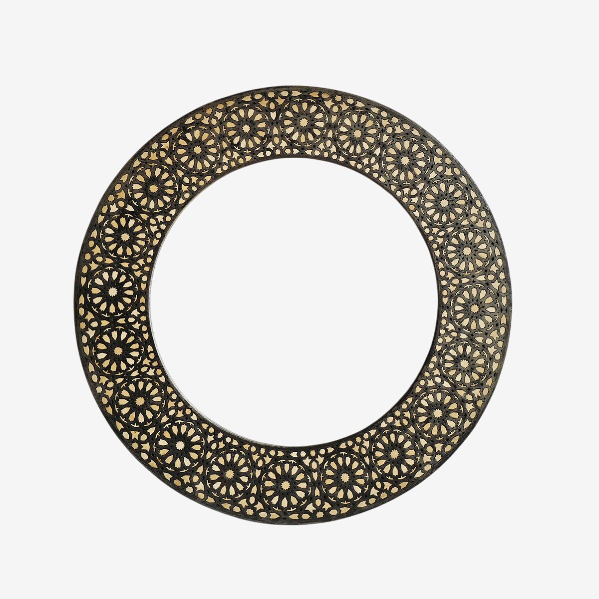 Moorish Round Wood Inlay Mirror 24 | Kashew