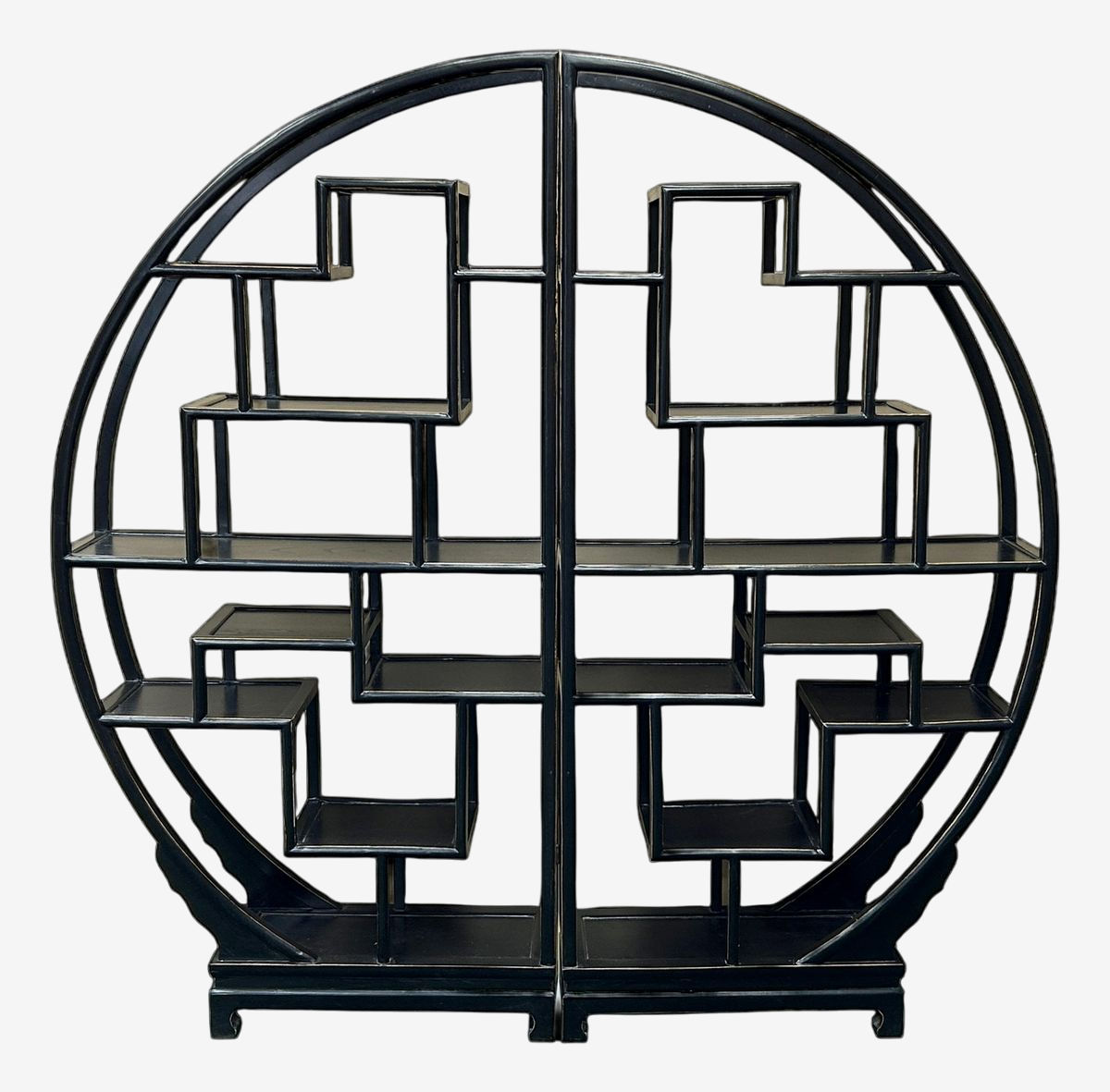 Chinese Black Round Shape Display Curio Cabinet Room Divider | Kashew