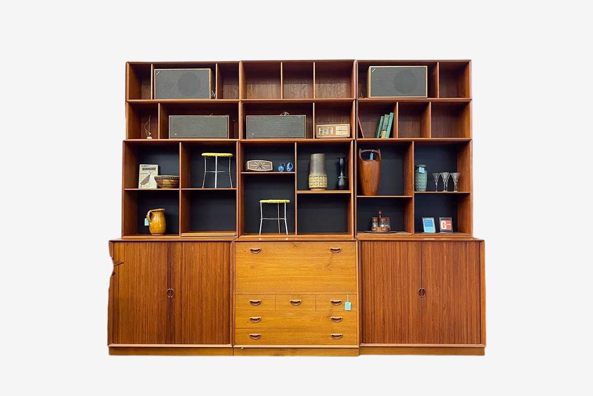 Peter hvidt modular freestanding solid teak bookcases / wall units ...