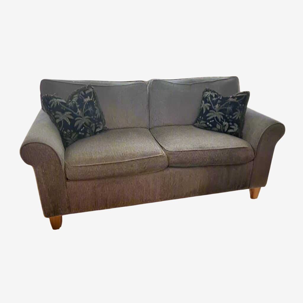 Tweed Neutral Beige/Charcoal 2 Cushion Rolled Arm Sofa Couch TR260-5 ...