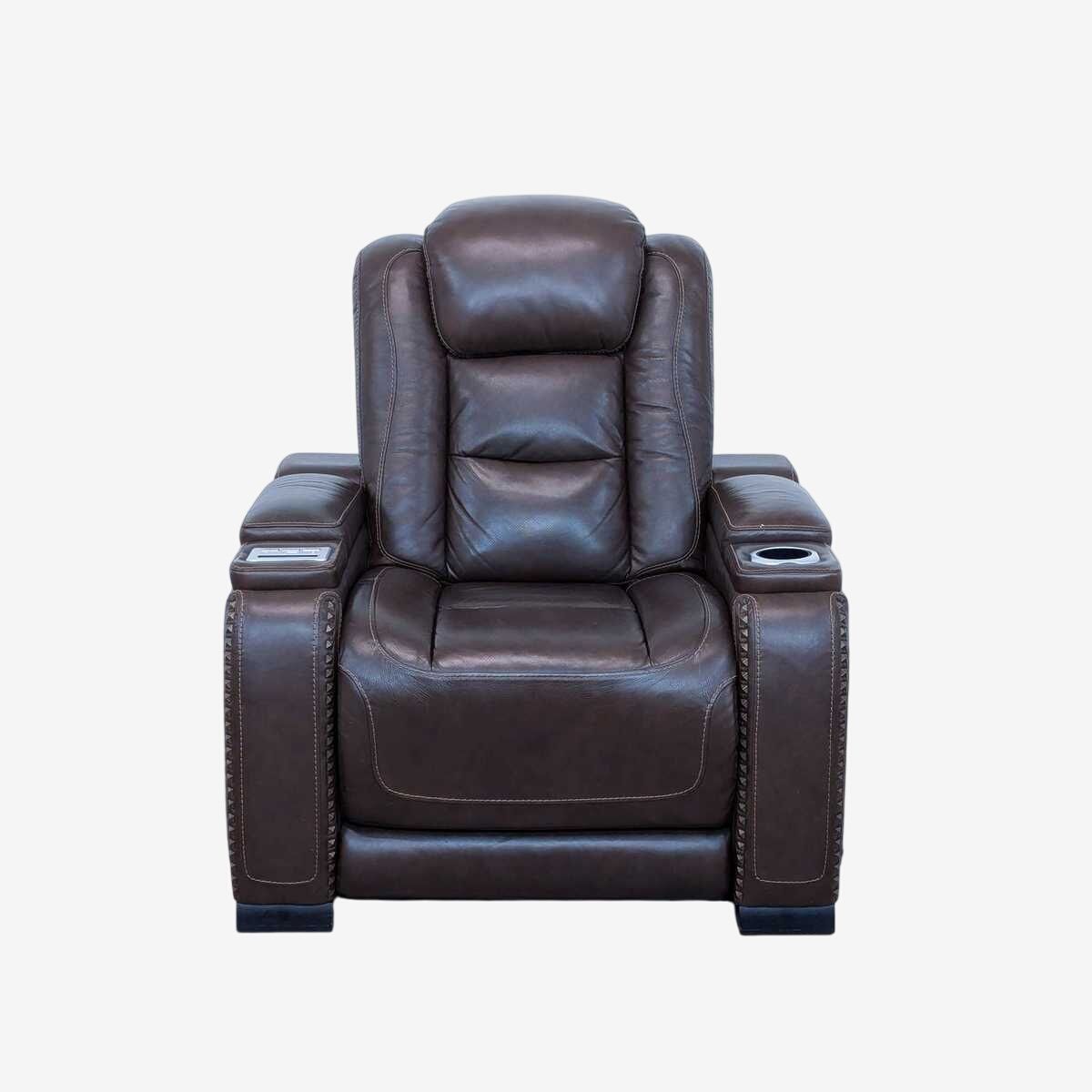 The Man-Den Triple Power Leather Reclining Chair By Ashley Furniture ...