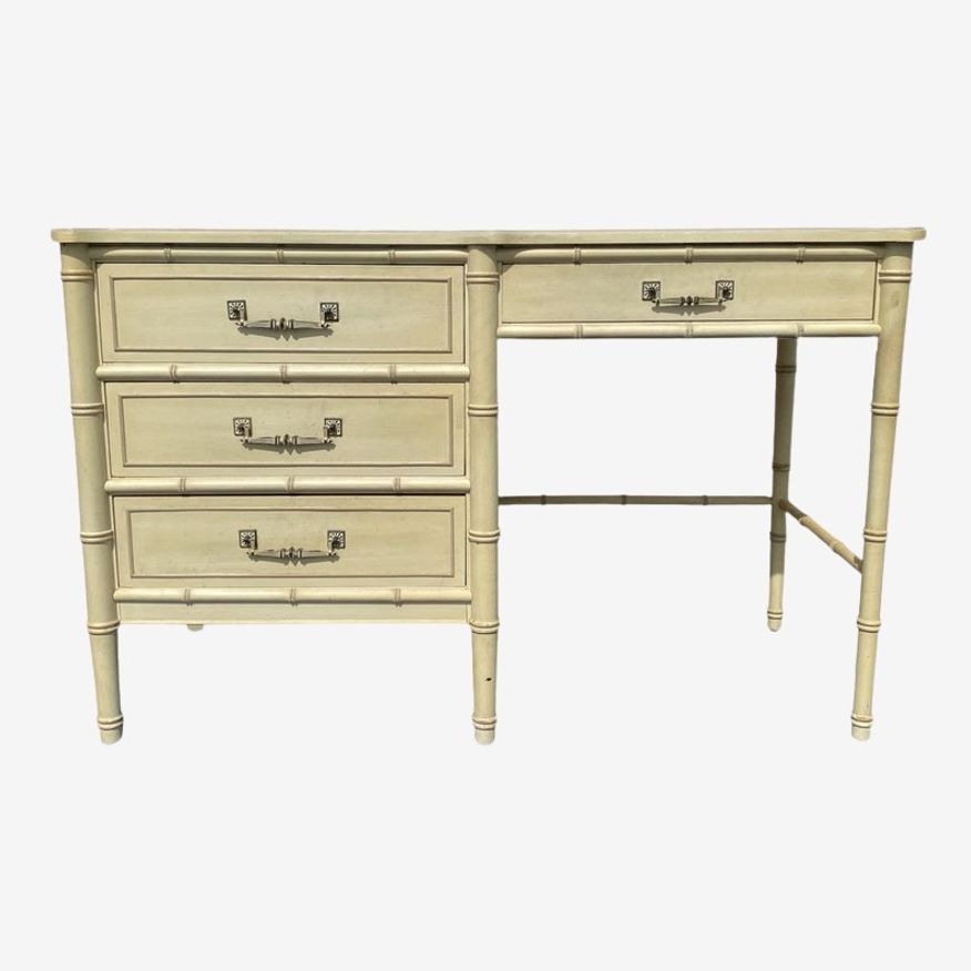 Faux Bamboo Desk by Henry Link Bali Hai - Vintage Creamy White ...
