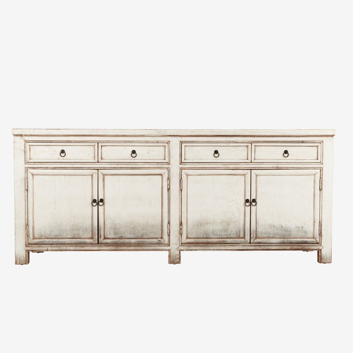 Libbit 4 Drawer 4 Door Reclaimed Pine Antique White Sideboard | Kashew