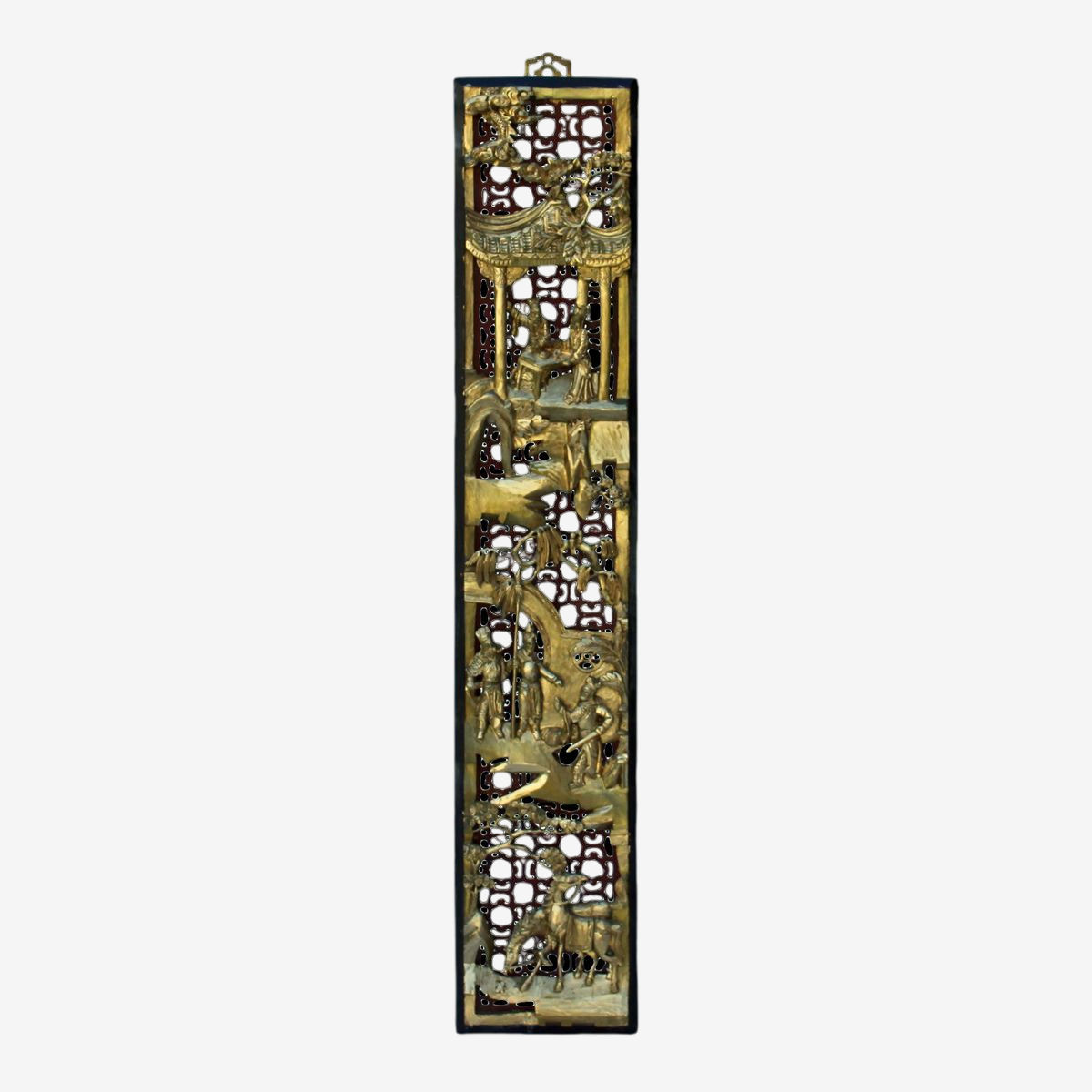 3d Golden Lacquer Wood Carving "Story of Ancient Warriors Iv" Wall ...