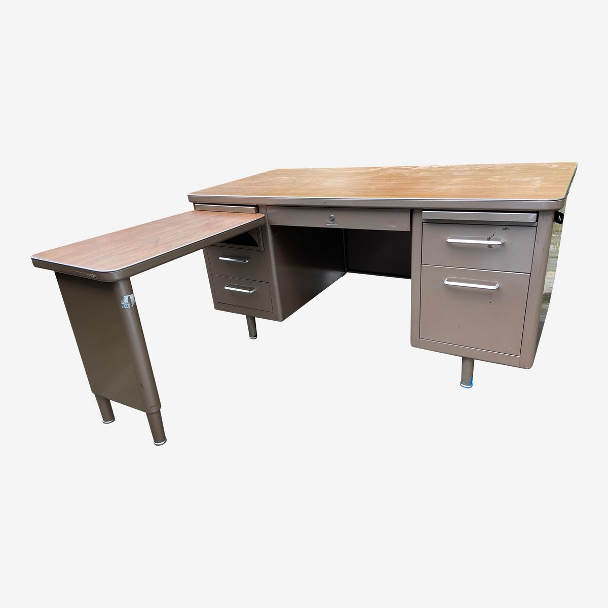 1980s Steelcase Vintage Mid Century Modern Metal Tanker Desk - Set of 2 ...