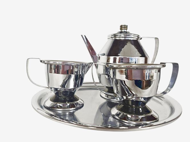 1930s Deco Train Style Set, Tea pot, cream & sugar on Tray, Pot 6"h ...