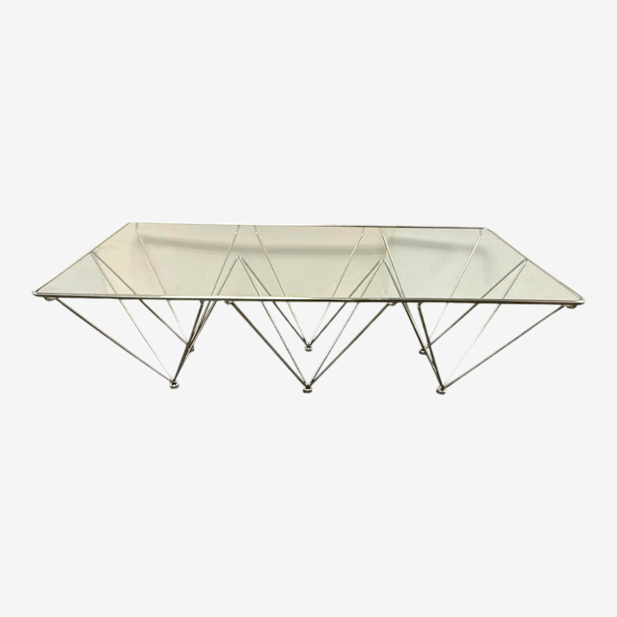 Paolo Piva Style Coffee Table, Post Modern Glass + Steel | Paolo Piva ...