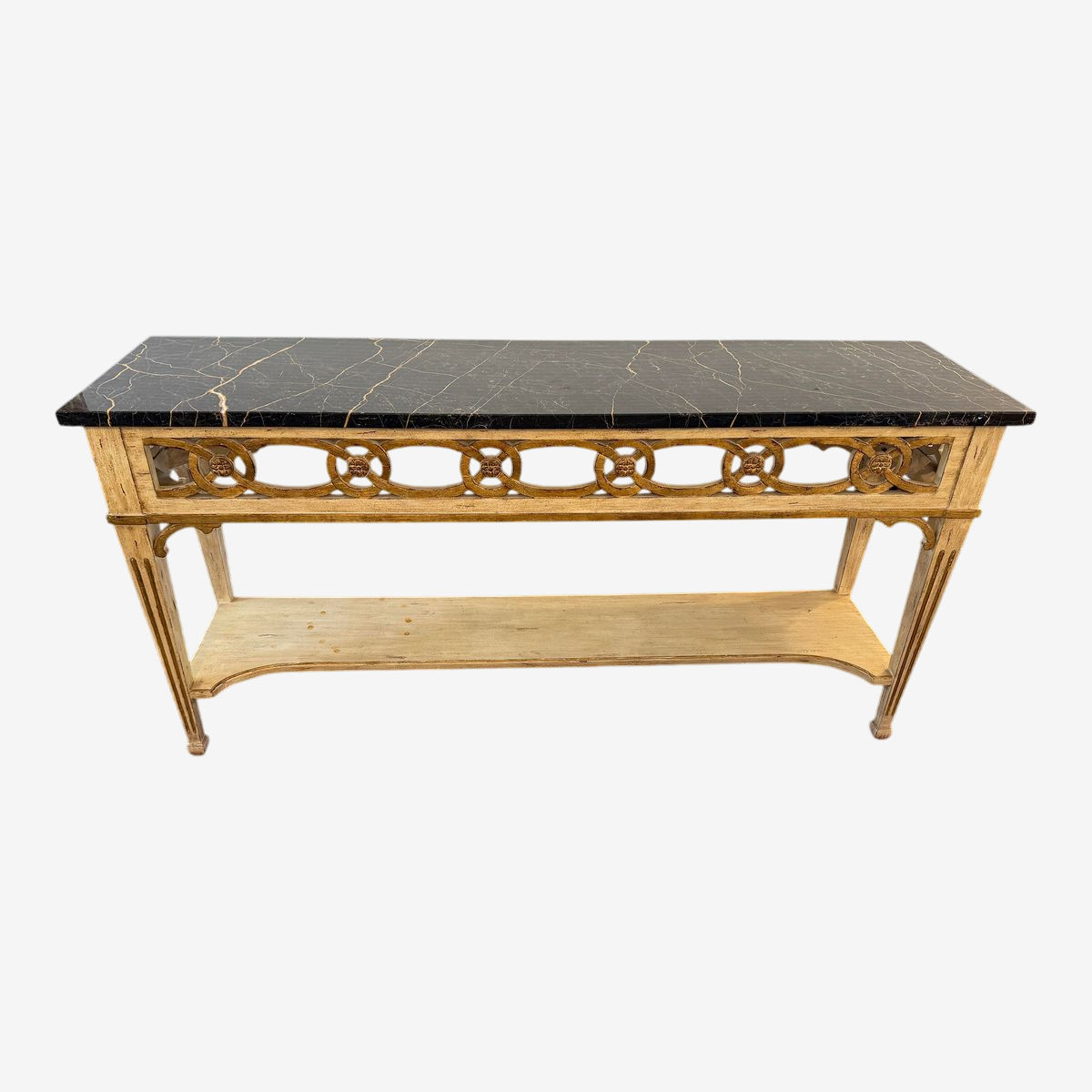 Circa 2005 Niermann Weeks St. Laurent Marble Top Console Table | Kashew