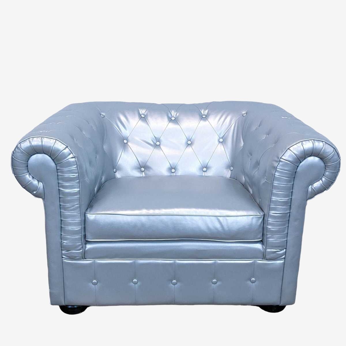 Modern Silver Chesterfield Style Lounge Chair - $160 | Kashew | Kashew