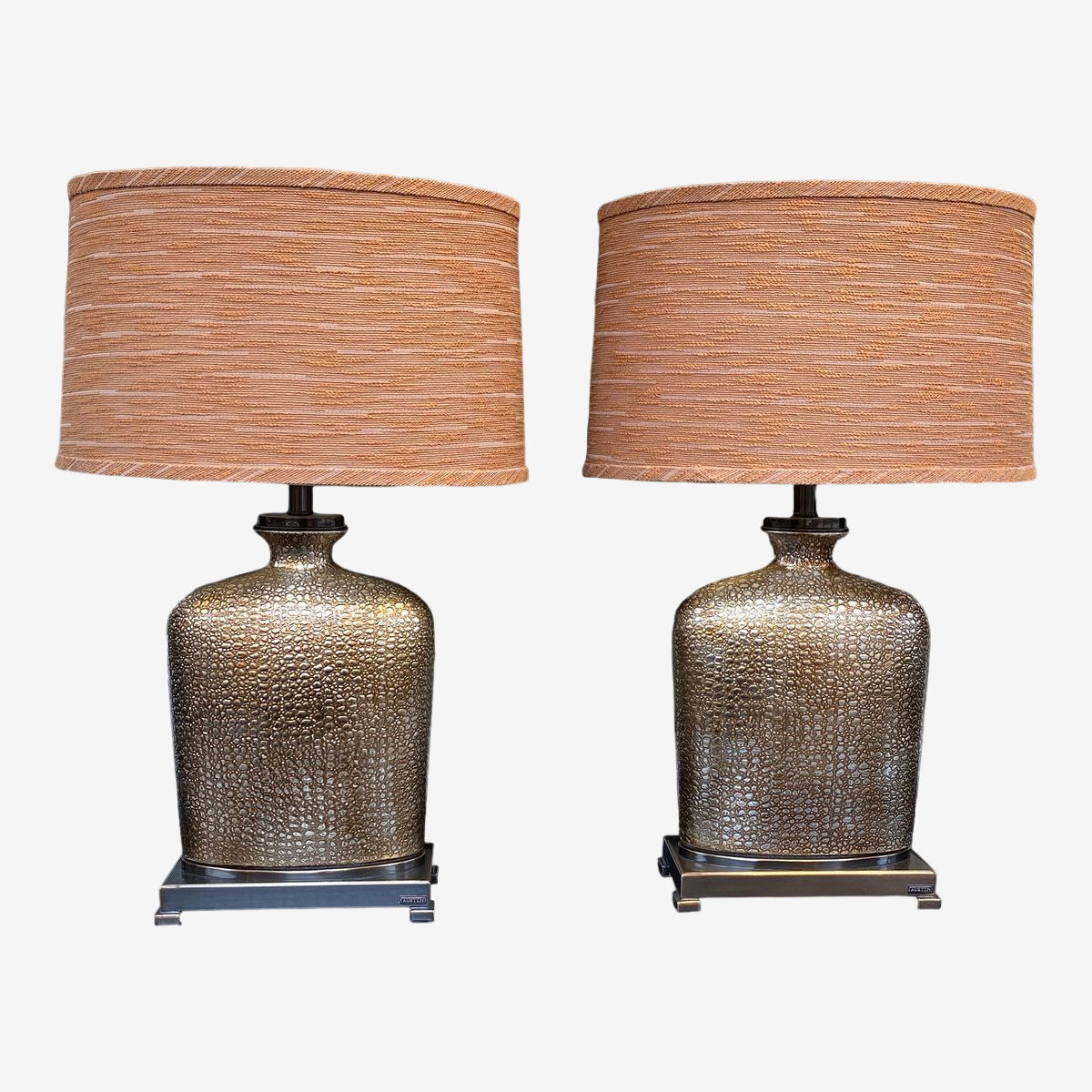 Austin Reptile Textured Bronze Table Lamps, a Pair - $699 | Kashew | Kashew