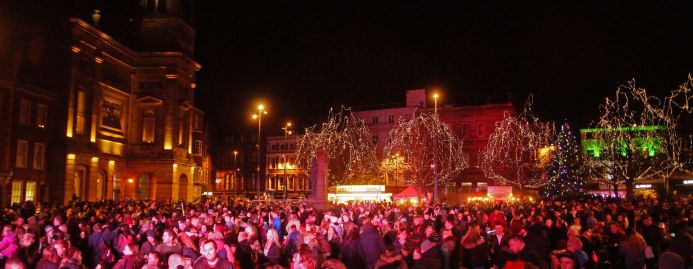 Thousands celebrate Christmas Lights Switch On | In Derby