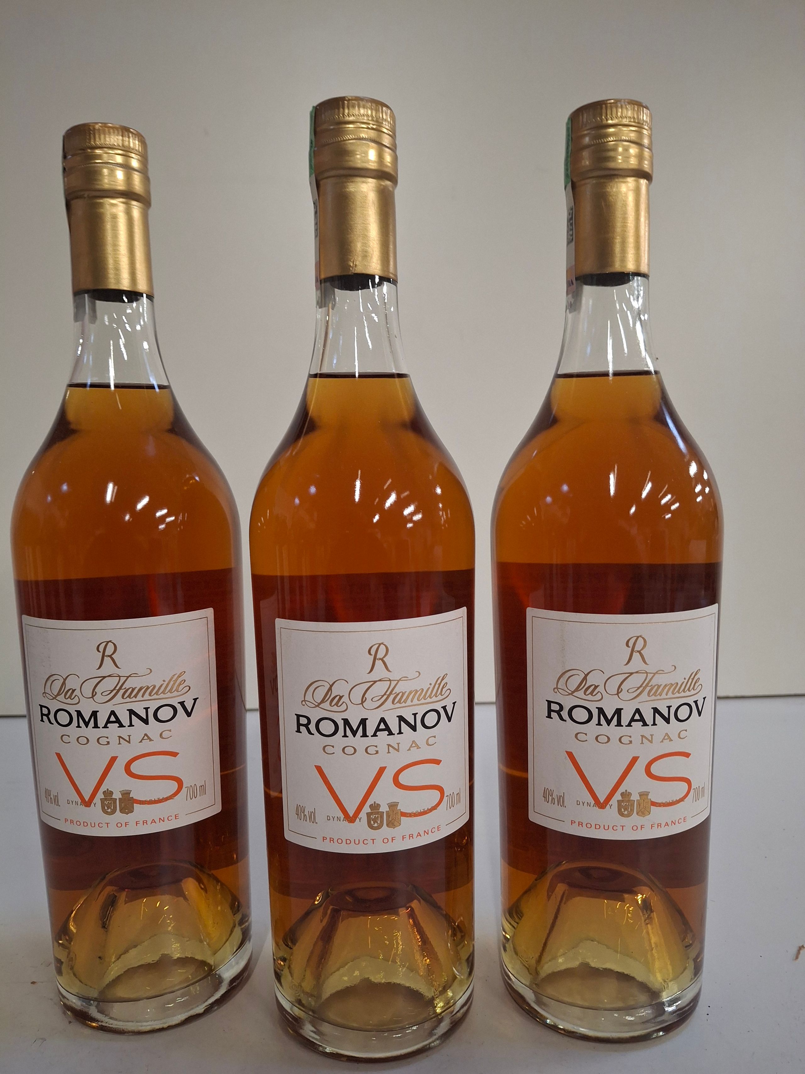 195 Lot de 4 Bouteilles Cognac VS Famille Romanov Viticulteur 40 % vol ...