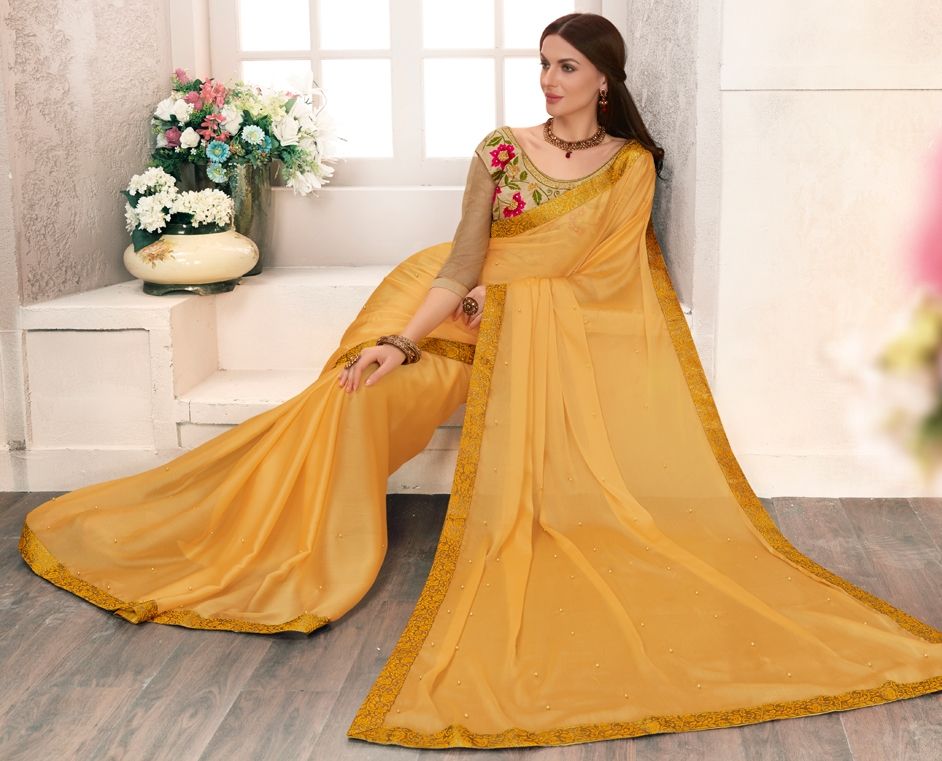 1503308: Yellow color Sarees
