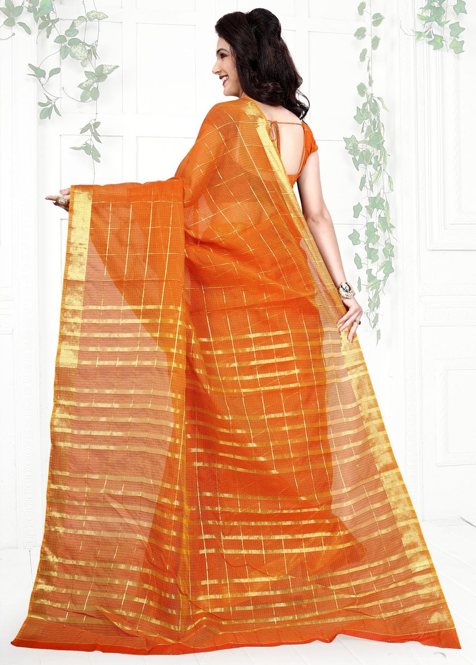 1503649: Orange color Sarees