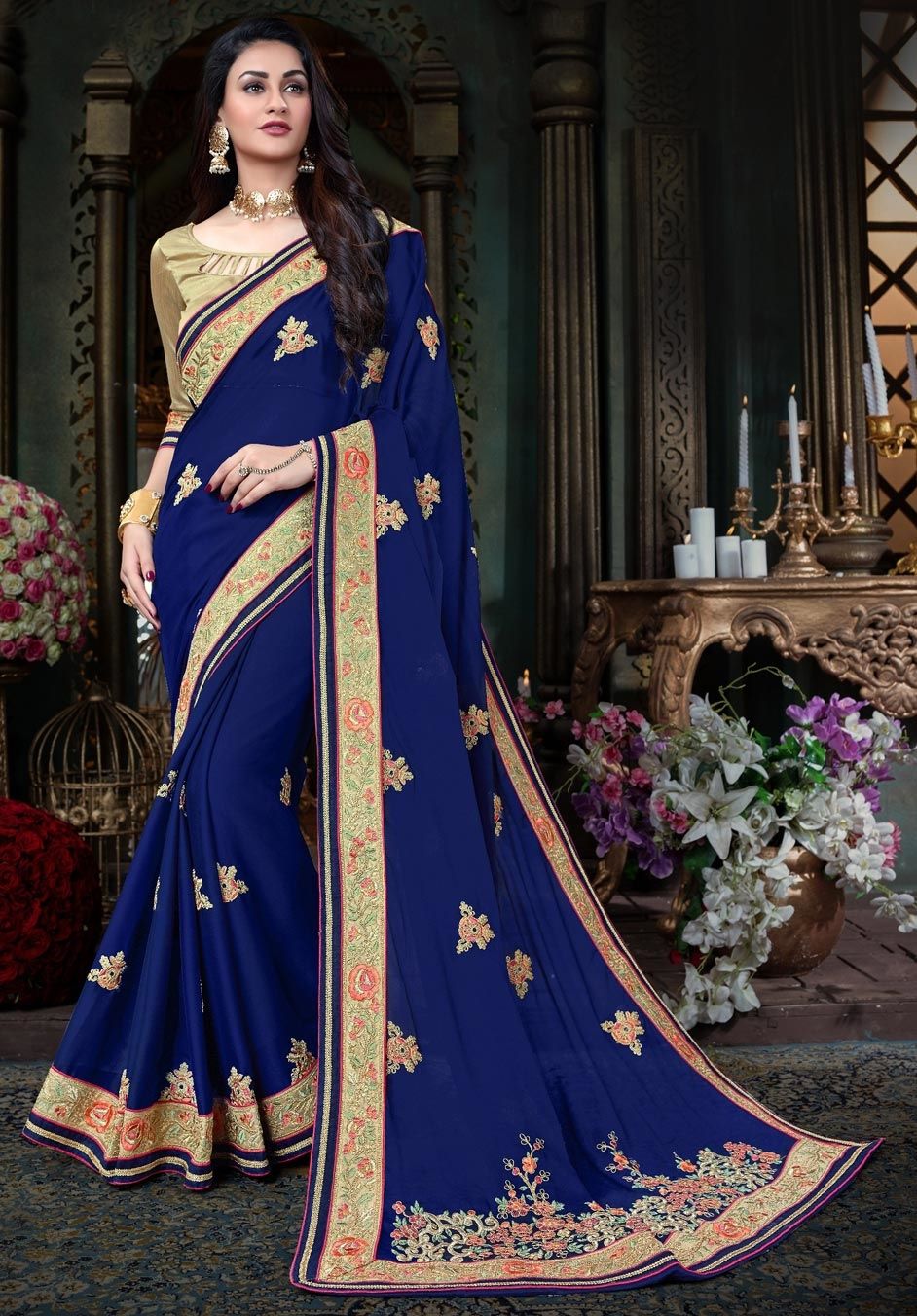 1504018: Blue color Sarees