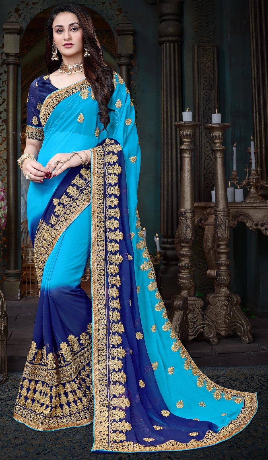1504055: Blue color Sarees