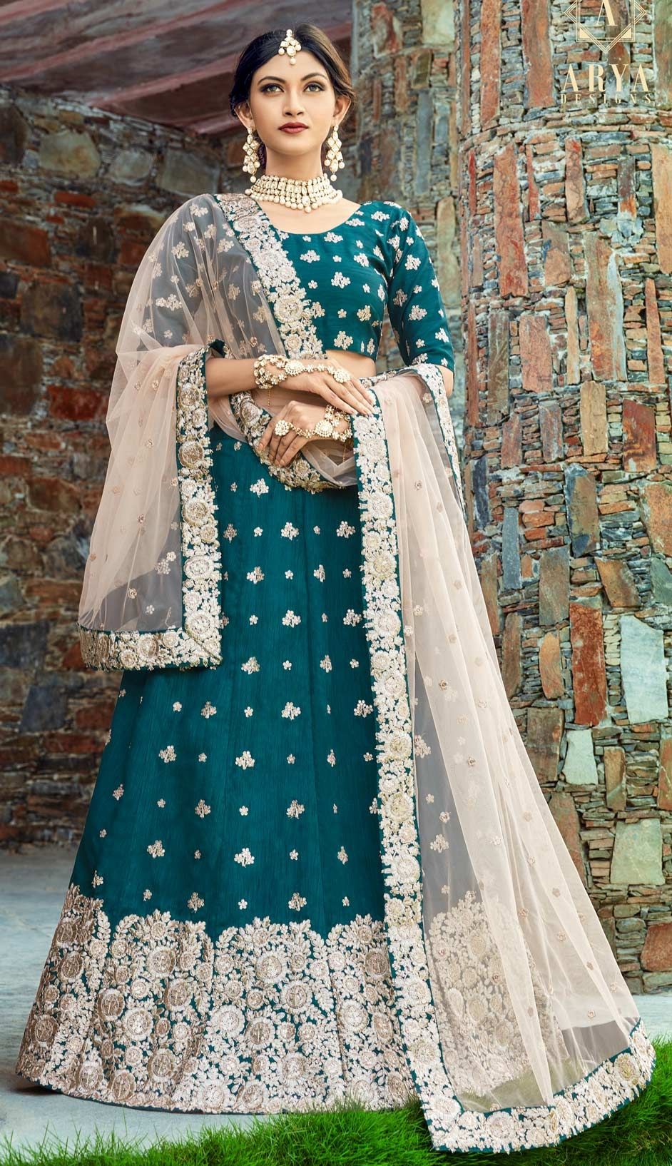 Mehendi Sangeet Green color Art Silk fabric Lehenga : 1513793