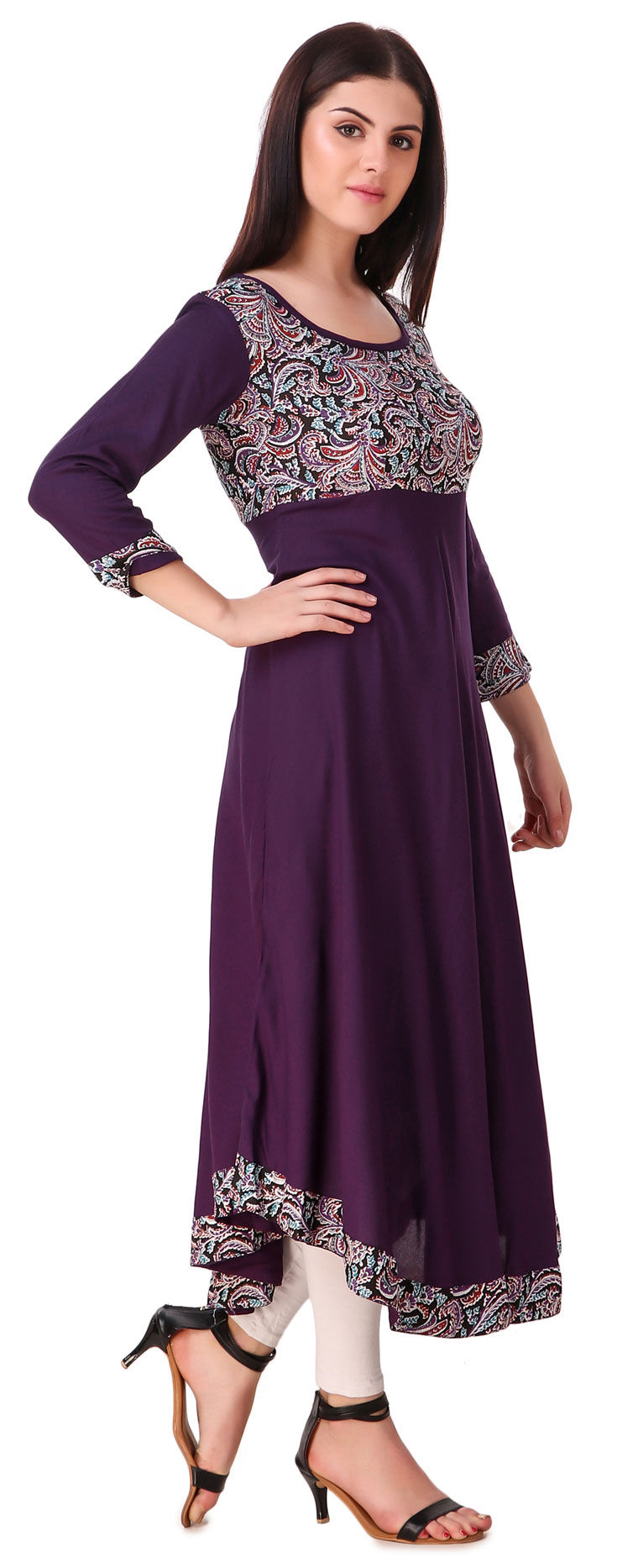 Casual Purple and Violet color Rayon fabric Kurti : 1571304