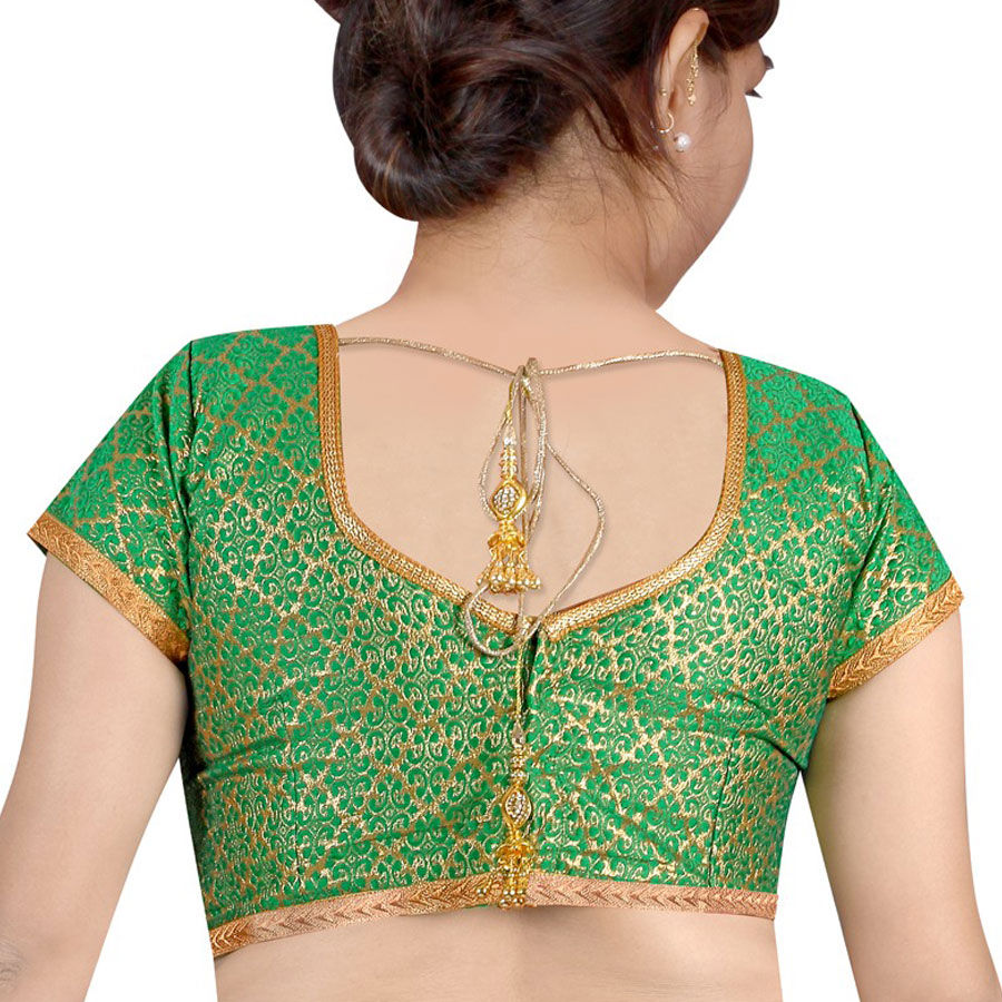 Green color Brocade fabric Blouse : 1582155