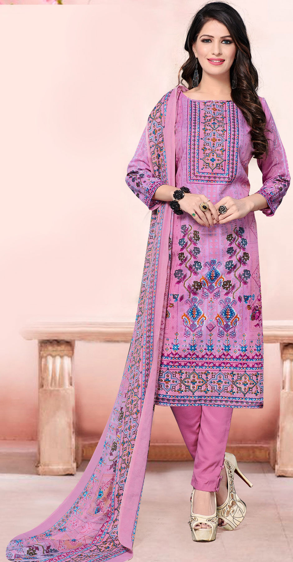 Casual Purple and Violet color Cotton fabric Salwar Kameez : 1583437