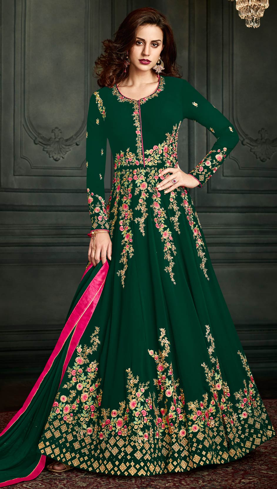 Bollywood Green color Georgette fabric Salwar Kameez : 1583885 Bollywood Green color Georgette fabric Salwar Kameez : 1583885