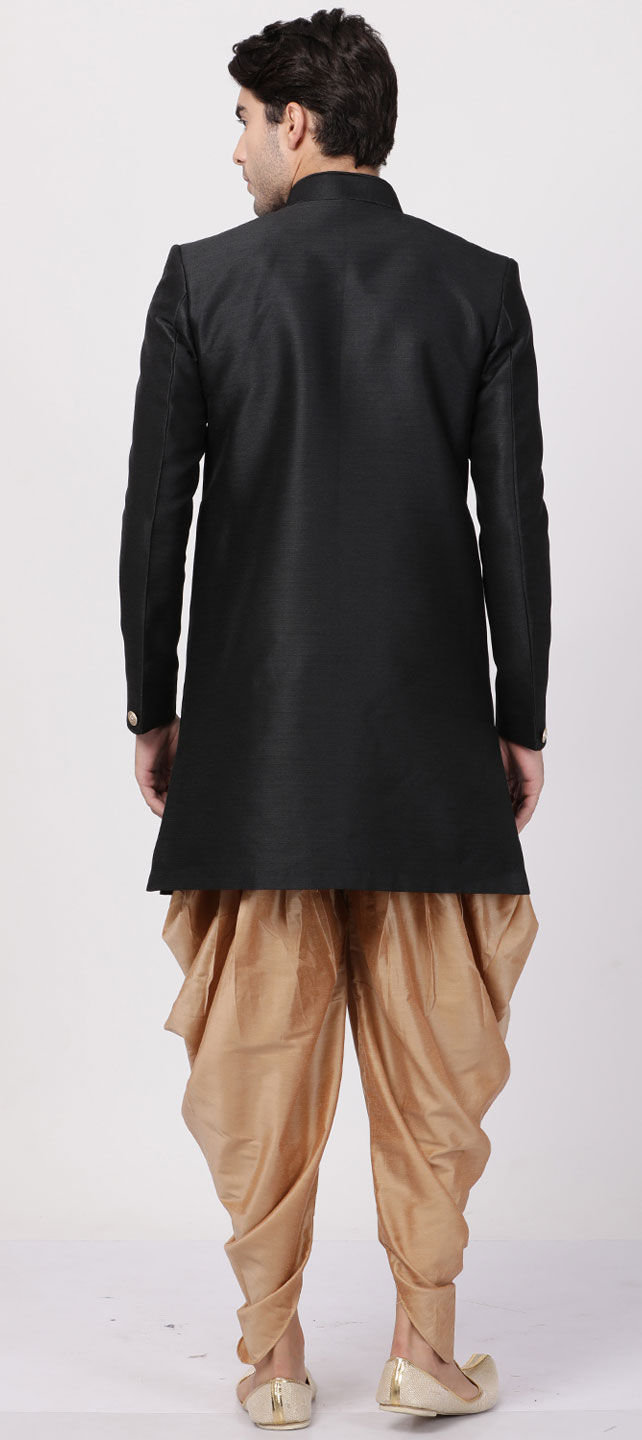 Black and Grey color Blended, Cotton fabric Dhoti Sherwani : 1591327
