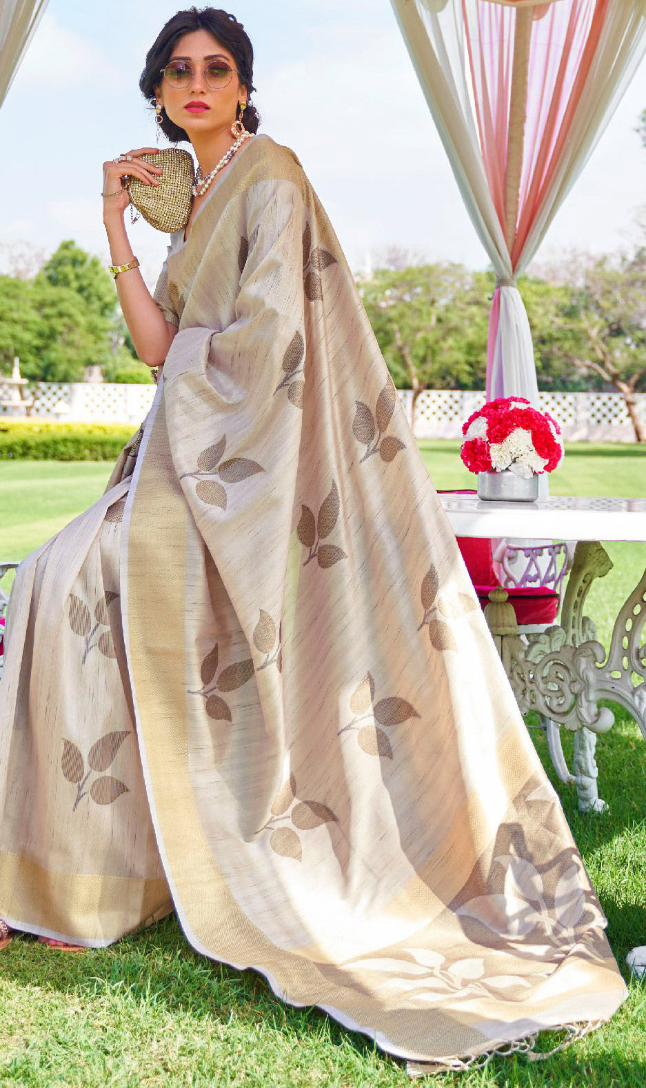 Casual, Traditional White and Off White color Handloom fabric Saree ...