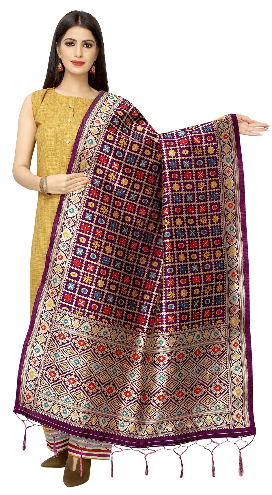 Casual Purple and Violet color Banarasi Silk fabric Dupatta : 1651730