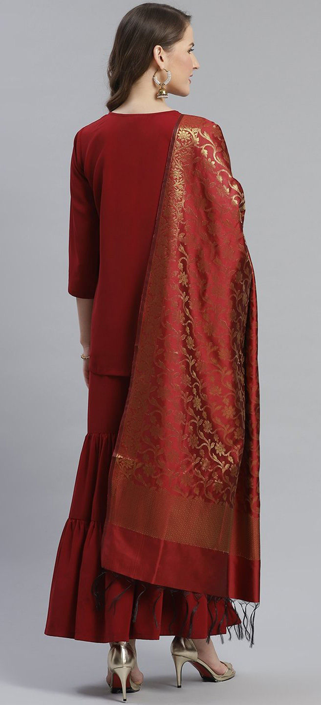 Festive, Party Wear Red and Maroon color Polyester Silk fabric Salwar ...