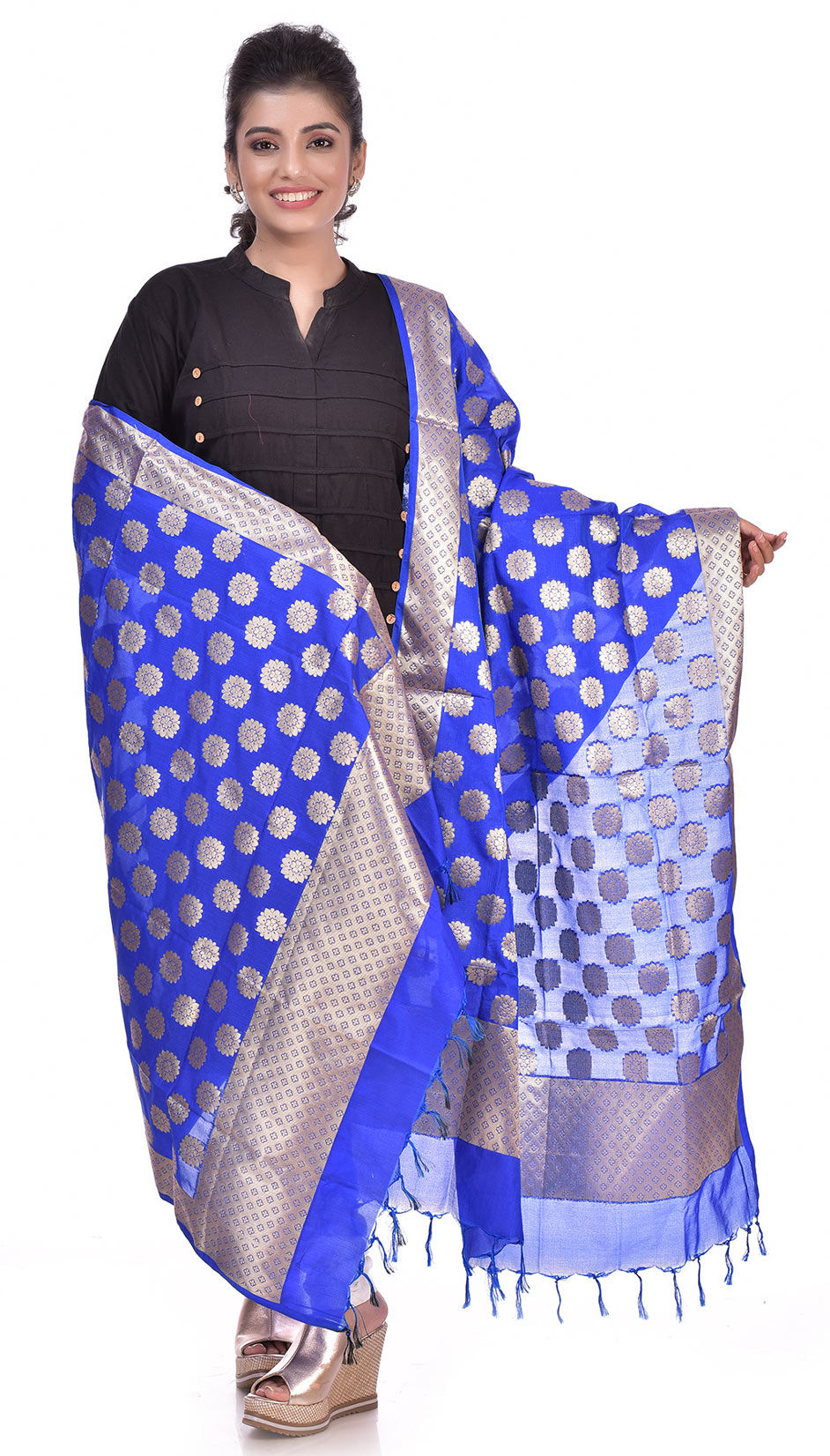 Party Wear Blue color Silk cotton fabric Dupatta : 1696972