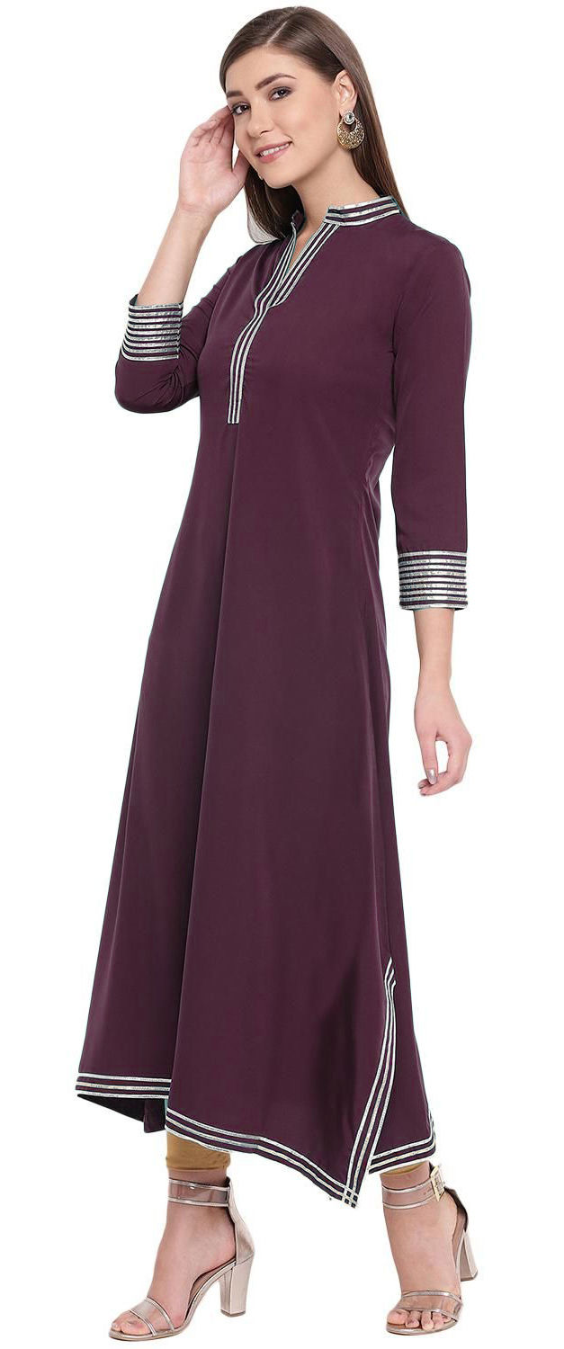 Casual Purple and Violet color Rayon fabric Tunic with Bottom : 1699963