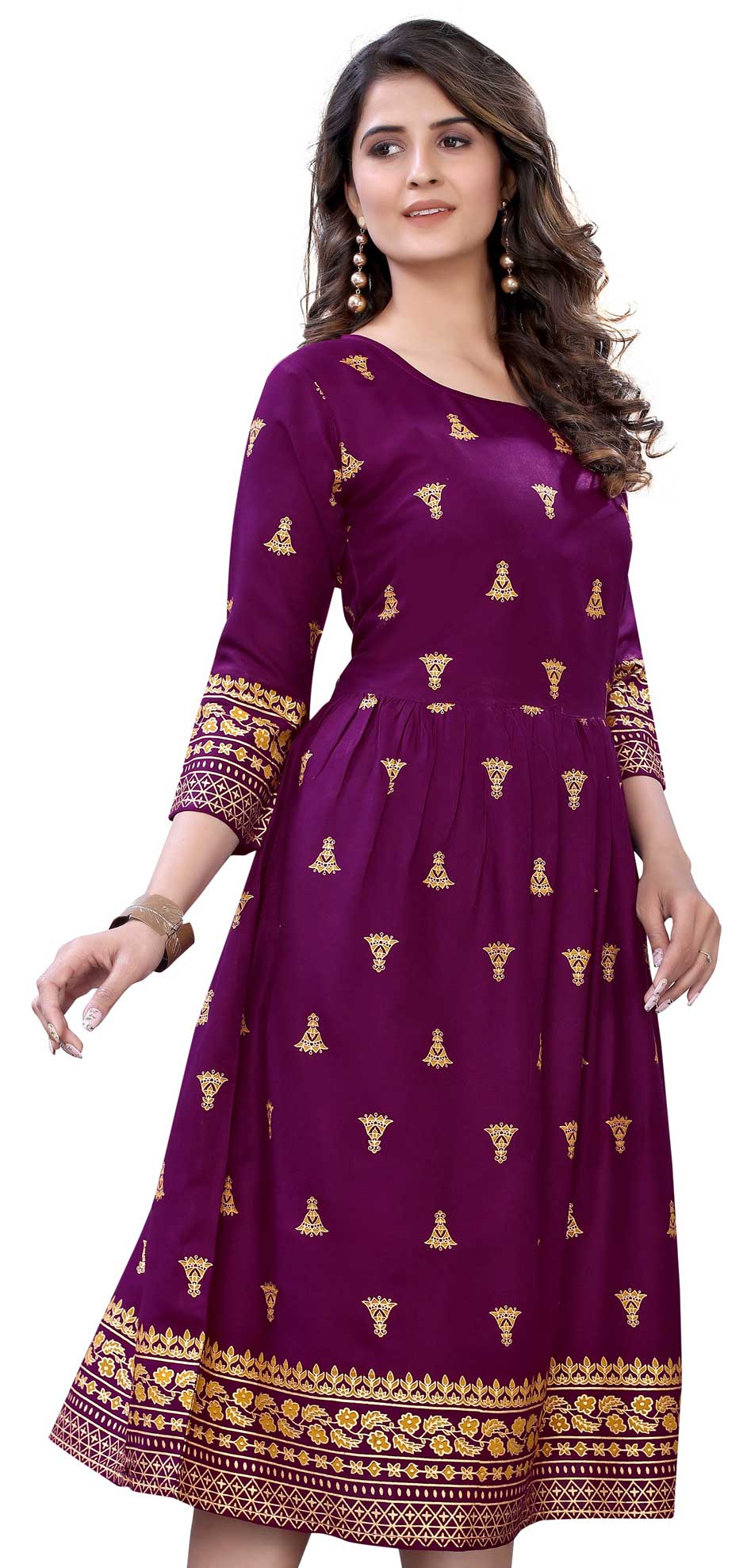 Casual Purple and Violet color Rayon fabric Kurti : 1716102